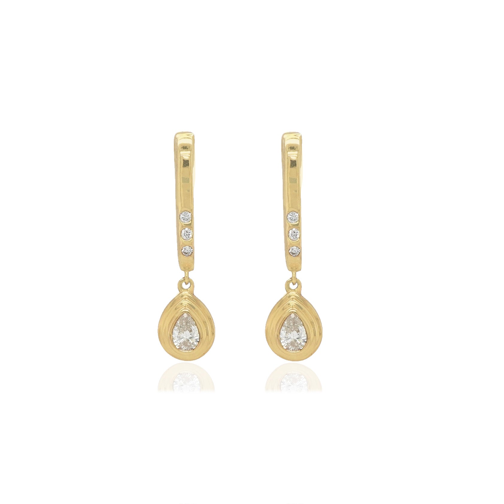 14k Diamond Bezel Tear Drop Earrings – Vintage La Rose