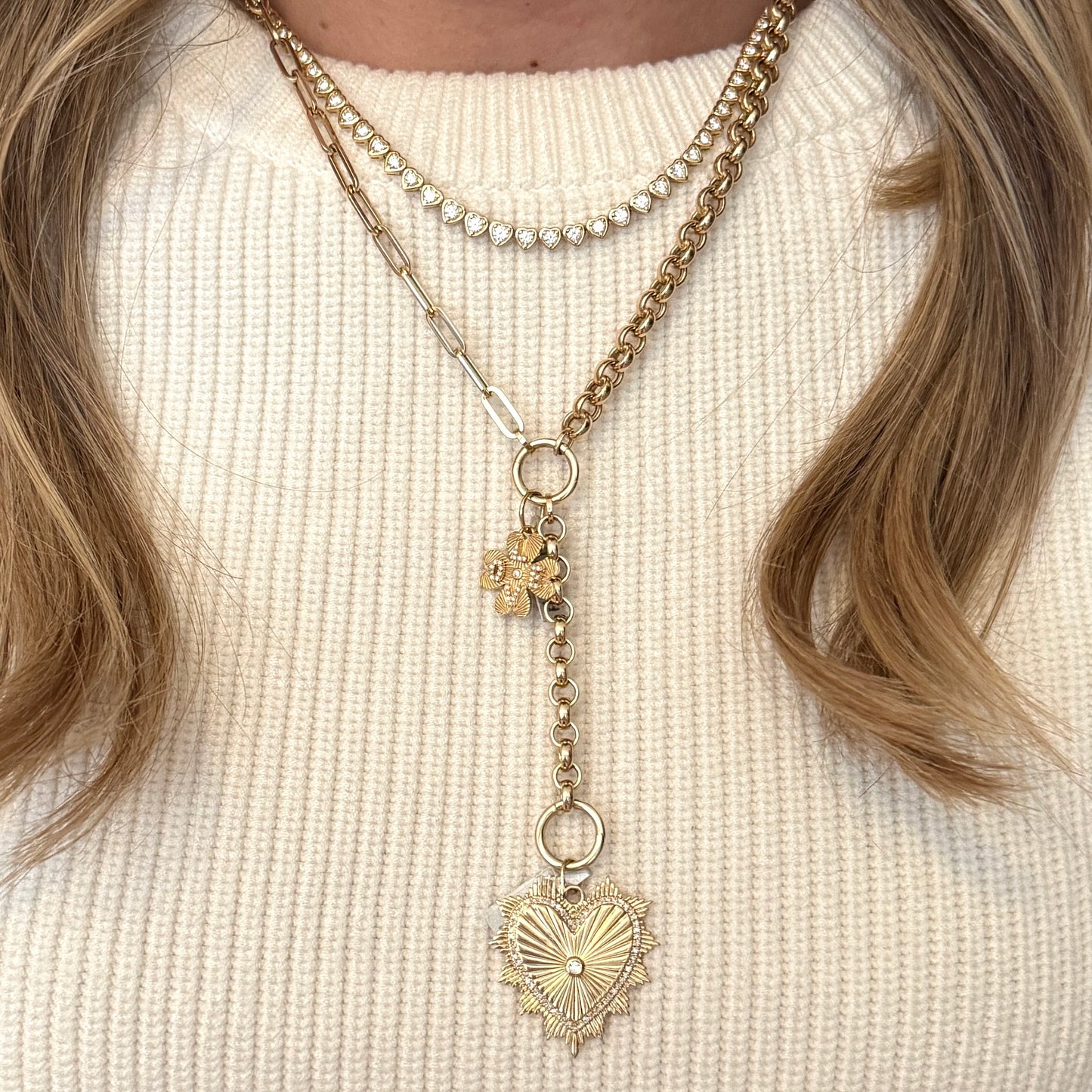 14k Mix Link Lariat Chain – Vintage La Rose